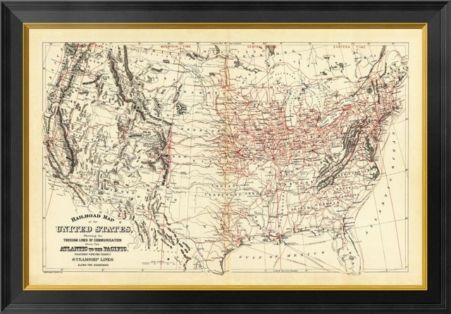"Railroad map of the United States, 1890" by Samuel Augustus Mitchell ...