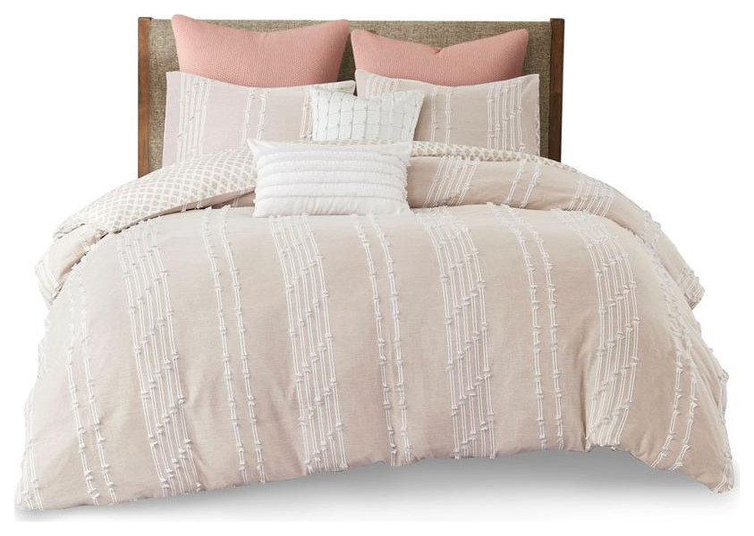 100% Cotton Jacquard Comforter Set In Blush - Transitional - Comforters ...
