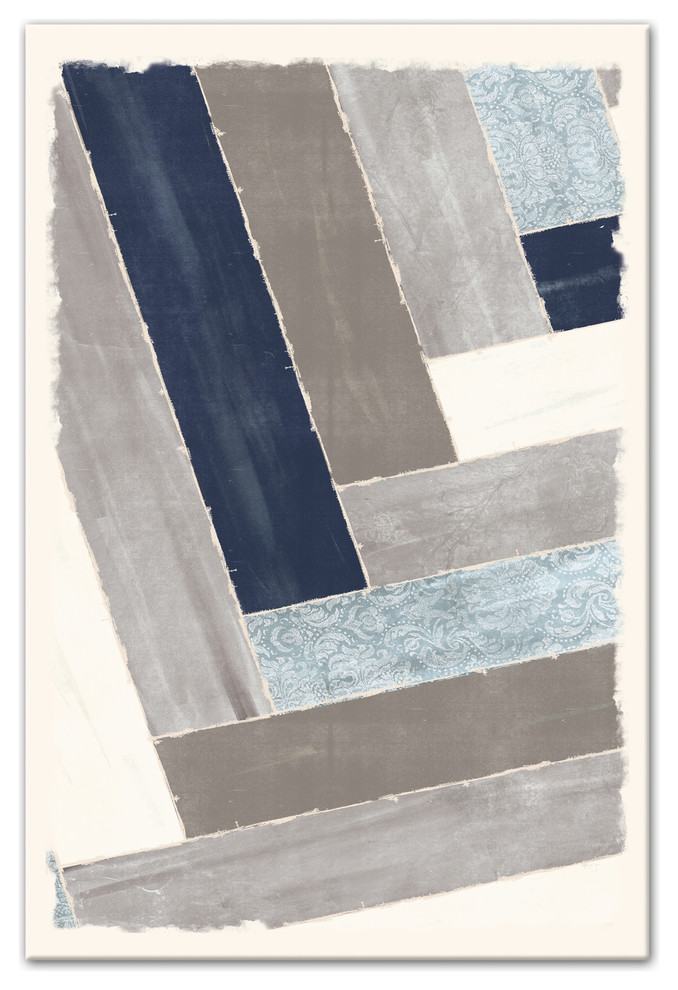 "Modern Neutrals and Navy Sideways Chevron" Canvas Wall Art, 32"x48 ...