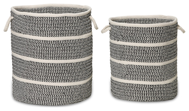 Modern Woven Hampers Black 17"x17"x22", Round, Braided - Contemporary ...