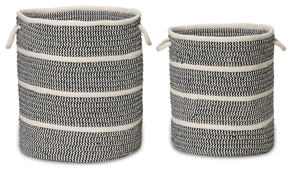 Modern Woven Hampers Black 17"x17"x22", Round, Braided - Contemporary ...