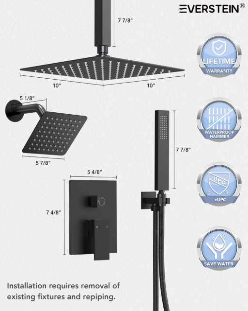 Dual Heads 3-Functions Shower System With Pressure Balancing Rough-In ...