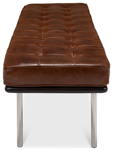 Mid Century Leather Bench - Contemporary - Upholstered Benches - by ...