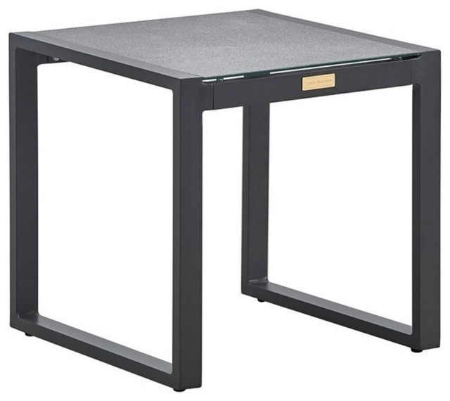 Tommy Hilfiger Hampton Outdoor Side Table with Gray Pebbled Glass ...