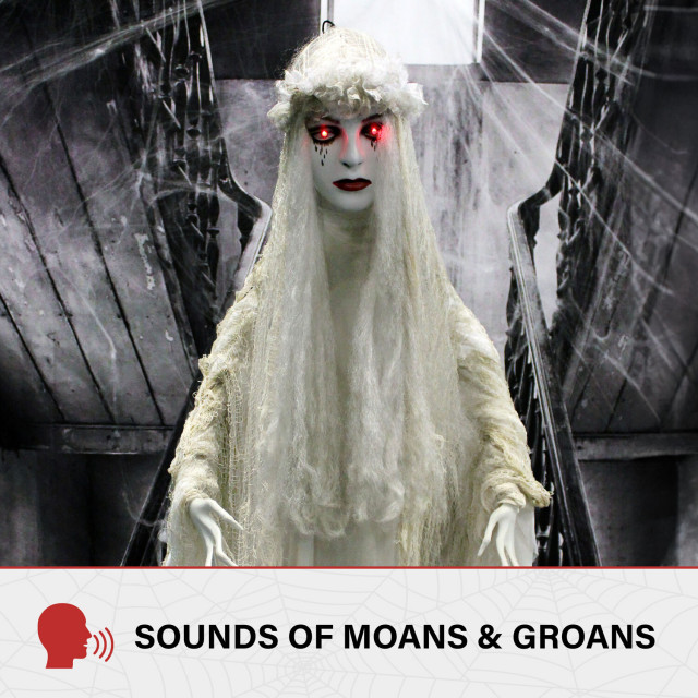 Life-Size Animatronic Ghost Bride, Indoor/Outdoor Halloween Decoration ...