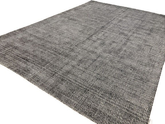 10' x 14' Modern Handmade Wool Area Rug Black And White Stressed Pile ...