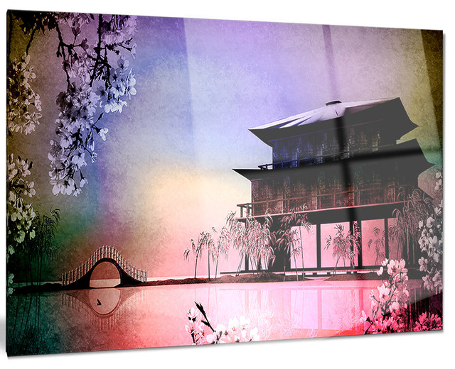 "Rural Landscape With Flowers" Landscape Painting Glossy Metal Wall Art ...