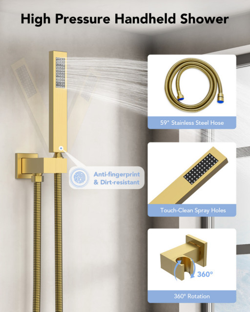 Digital Shower System LED 12" Rain Shower Head With 4-Way Faucet ...
