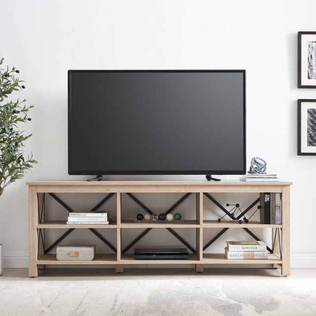 Sawyer Rectangular TV Stand for TV's up to 80 in White Oak ...