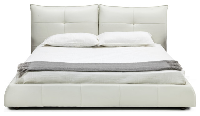Modrest Patrick Modern White Leather Bed - Transitional - Platform Beds ...