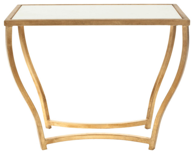 Culven Glass Top Gold Foil Accent Table White/Gold - Contemporary ...