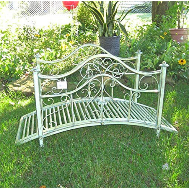 Rustic Green Finish Iron Garden Bridge 18"x40" - French Country ...