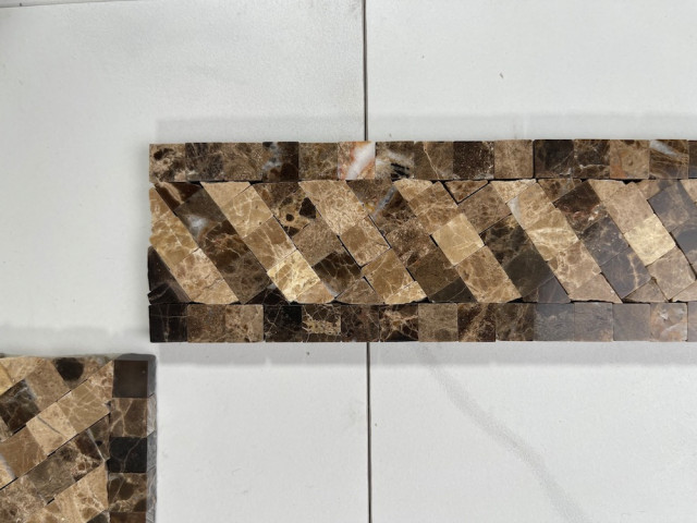 Marble Mosaic Border Listello Tile Renaissance Emperador 2x7.7 Polish ...
