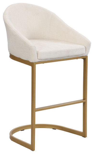 Torano 26" Upholstered Counter Stool, Cream/Gold - Contemporary - Bar ...