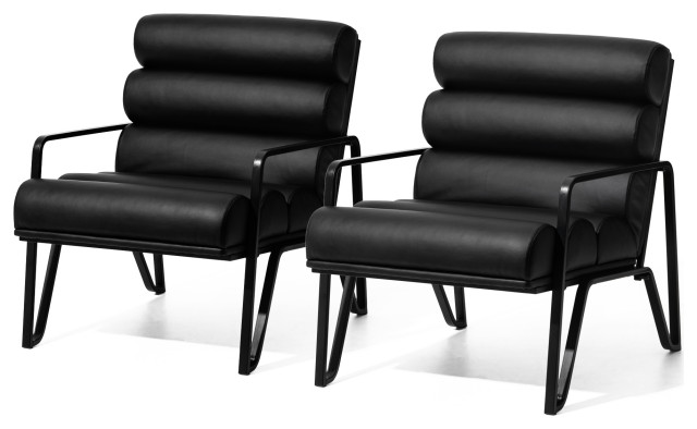 Set of 2 Modern Wavy Leatherette Accent Chair - Transitional ...