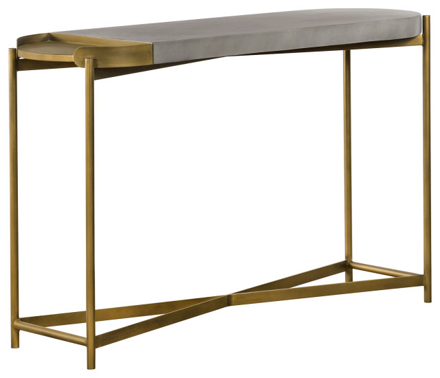 Dua Gray Concrete Console Table with Antique Brass - Contemporary ...