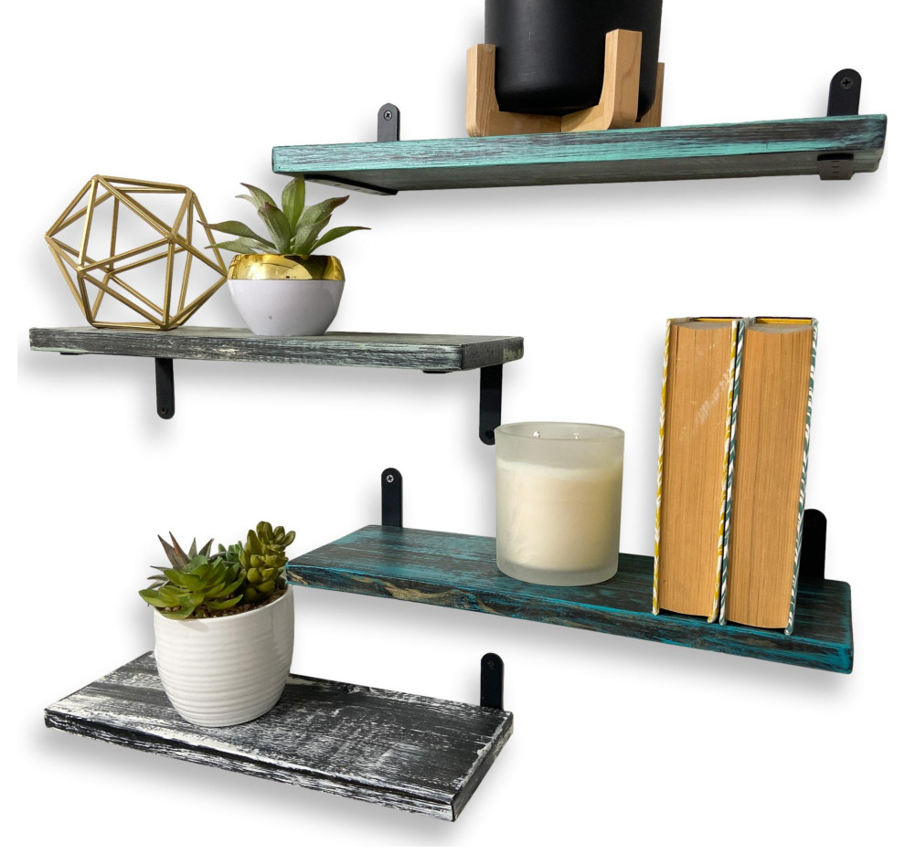 Barn Walls Floating Shelves - Set of Four - Farmhouse - Display And ...