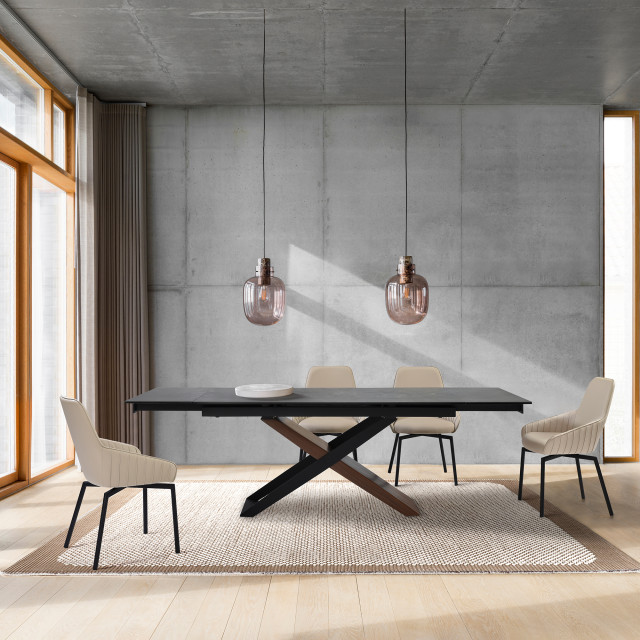 Shilo Swivel Upholstered Dining Chair in Faux Leather with Black Metal ...