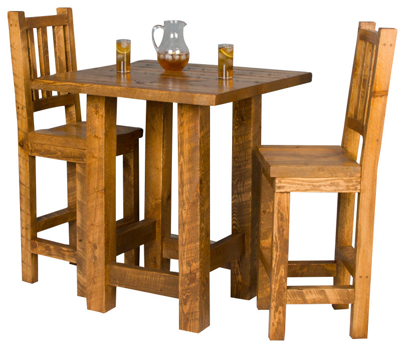 Barnwood Pub Table And Chair Set - Rustic - Indoor Pub And Bistro Sets ...