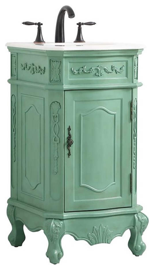 Elegant Decor Danville 19" Solid Wood Single Bathroom Vanity in Vintage ...