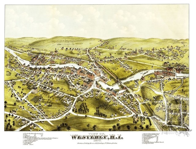 Old Map of Westerly Rhode Island 1877, Vintage Map Art Print, 12"x18 ...