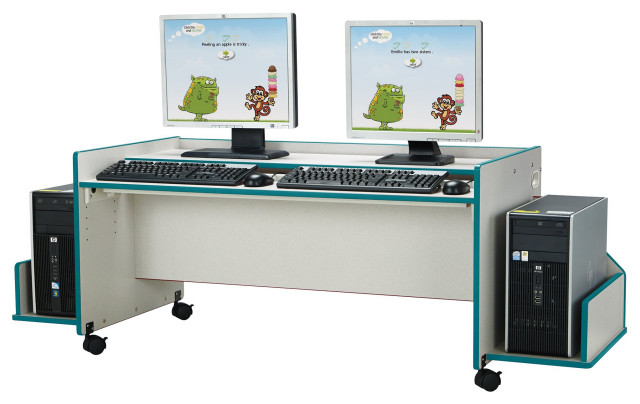 Rainbow Accents Enterprise Double Computer Desk - Teal - Contemporary ...