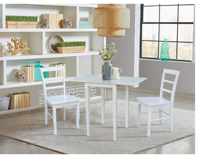 Small Dual Drop Leaf Dining Table with 2 Madrid Ladderback Chairs ...