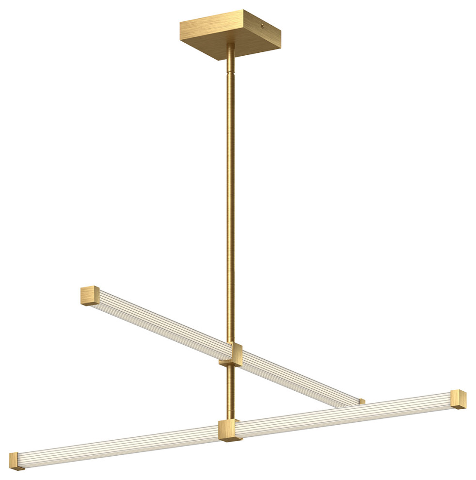 Blade 32" Chandelier Textured Brushed Gold 120V Triac/Elv Led 3000K ...