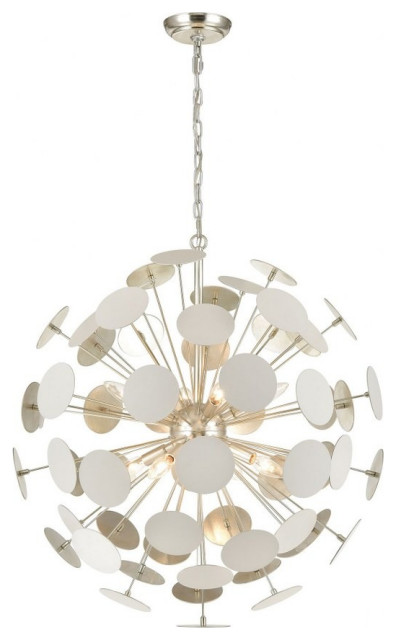 Spherical Orb 8-Light Chandelier Exploding White Discs - Contemporary ...