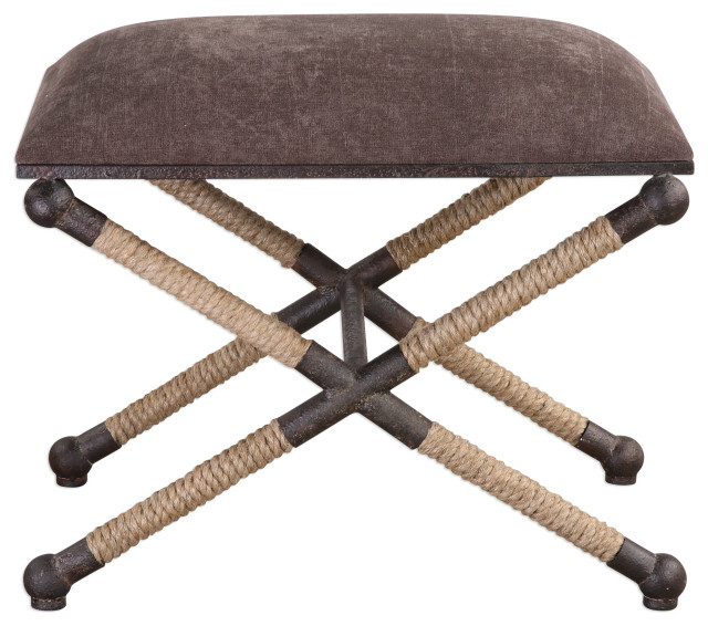 Uttermost Evert Taupe Brown Accent Stool - Beach Style - Vanity Stools ...