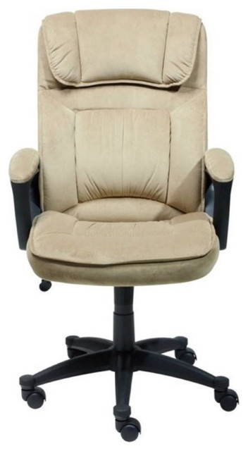 Bowery Hill Modern Microfiber Office Chair with Headrest Pillow Plush ...