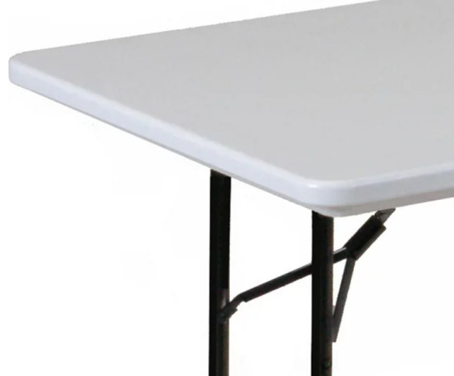 Modern Folding Table, Y-Shaped Metal Legs With Rectangular Plastic Top ...