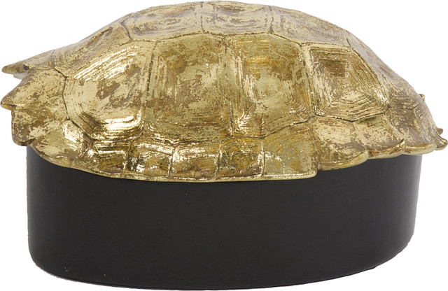 Howard Elliott Gold Turtle Shell Decorative Box, Black/Gold - Beach ...