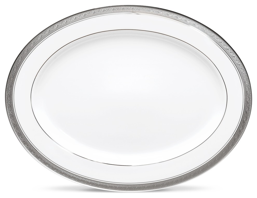 Noritake Crestwood Platinum 12 Inch Platter - Traditional - Serving ...