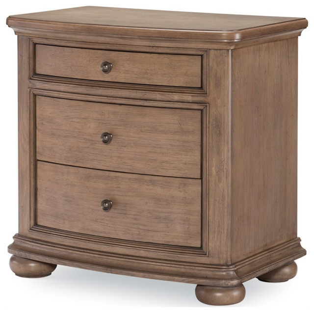 Maklaine 3 Transitional Chestnut Drawer Wood Night Stand with USB ...