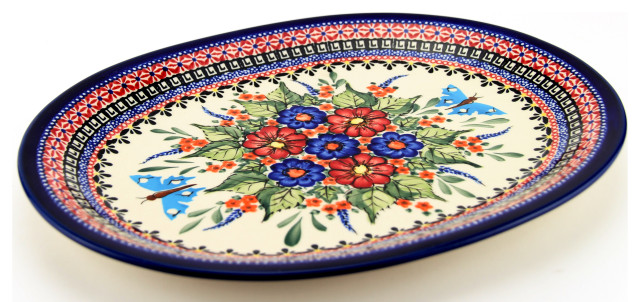 Polish Pottery Market Oval Medium Platter, 13.5" L, 10.5" W, Zaklady ...