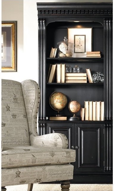 Telluride Bunching Wood Bookcase with Doors in Black by Hooker ...