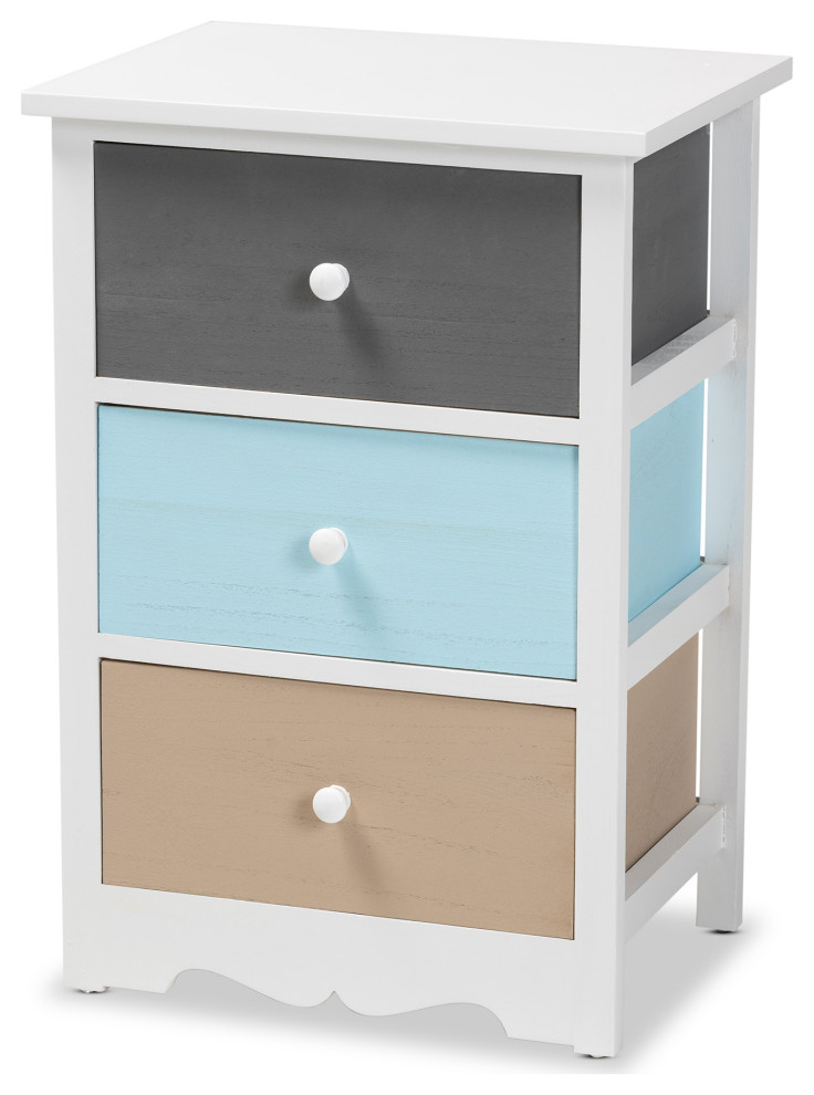 Manal Contemporary Multi-Colored 3-Drawer Nightstand - Contemporary ...