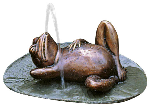 Spitting Frog on Lily Pad Statue - Traditional - Garden Statues And ...