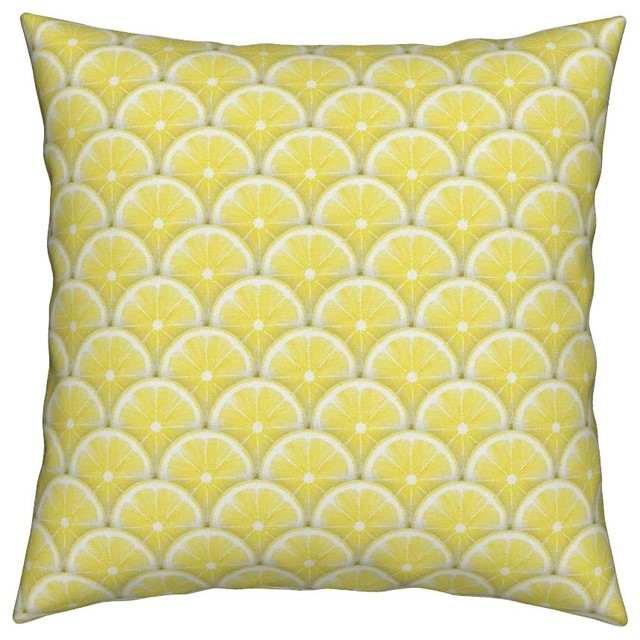 Lemons Yellow Refreshing Scalloped Geometric Throw Pillow - Farmhouse ...