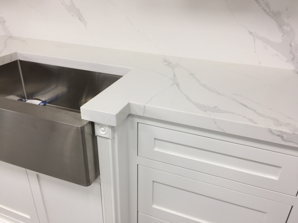 White Kitchen Design in Unique Calacatta by Compac - Boston - by Boston ...