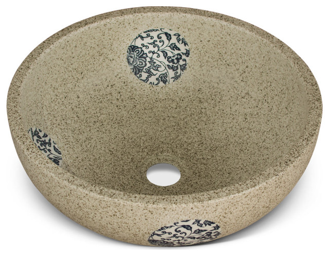 16in Blue and White Ball Motif Green Oriental Porcelain Basin - Asian ...