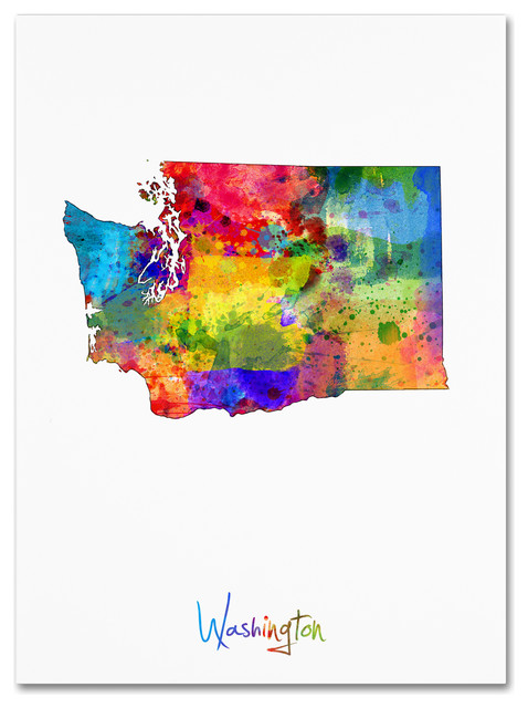 "Washington Map" Canvas Art by Michael Tompsett, 24"x32" - Traditional ...