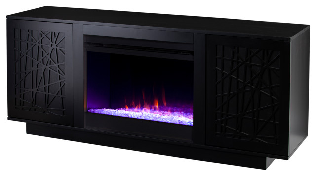 Vivian Color Changing Fireplace With Media Storage, Black ...