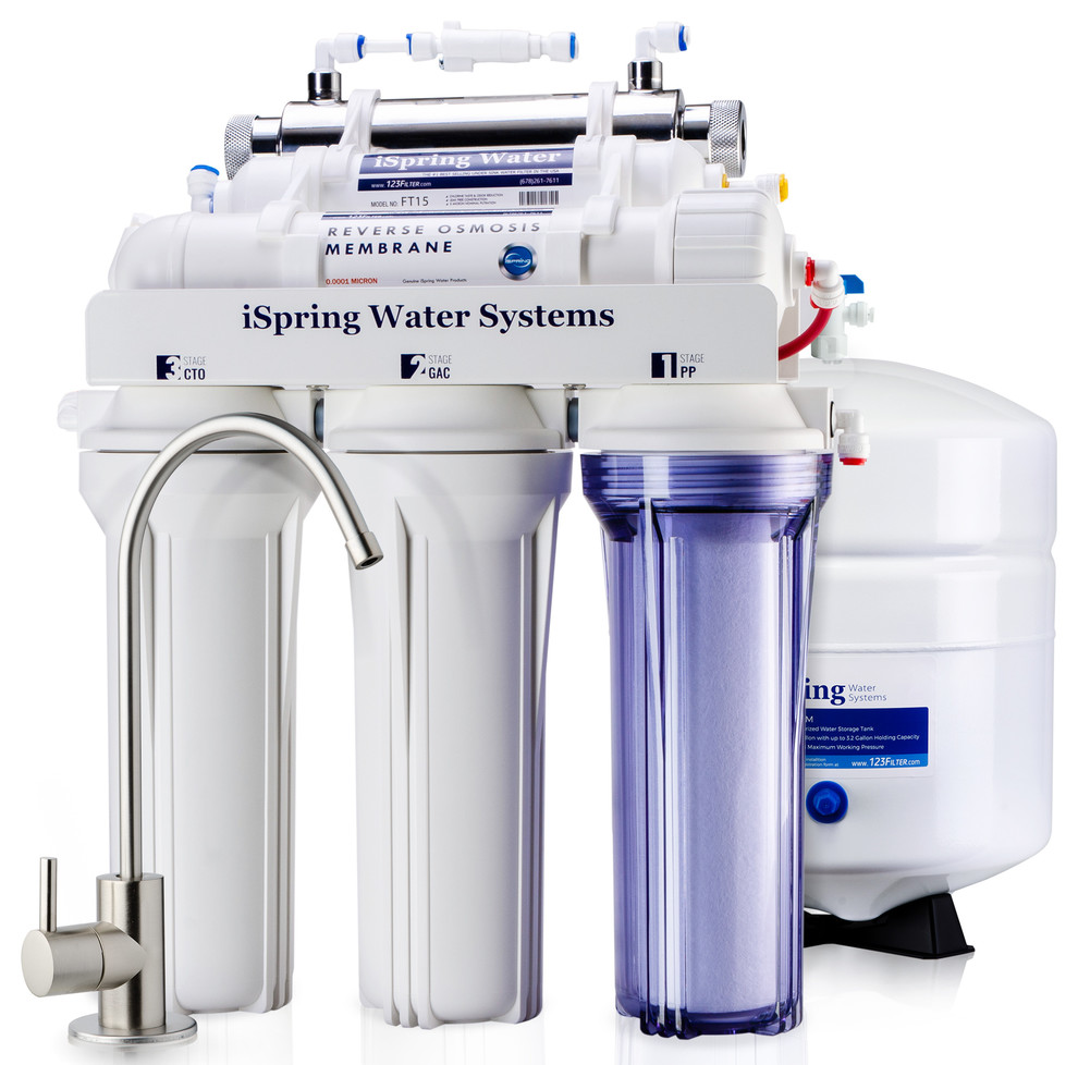 iSpring 6-Stage 75GPD Reverse Osmosis RO Water Filter System w/ UV ...