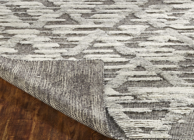 Ivory Contemporary Geometric Transitional High-Low Area Rug, 9' x 12 ...