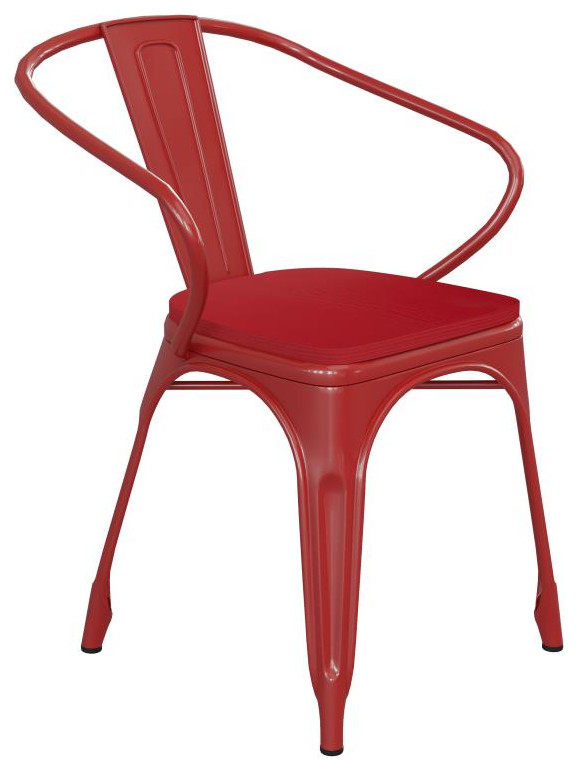 Luna Commercial Grade Red Metal Chair-Red Seat - Industrial - Outdoor ...
