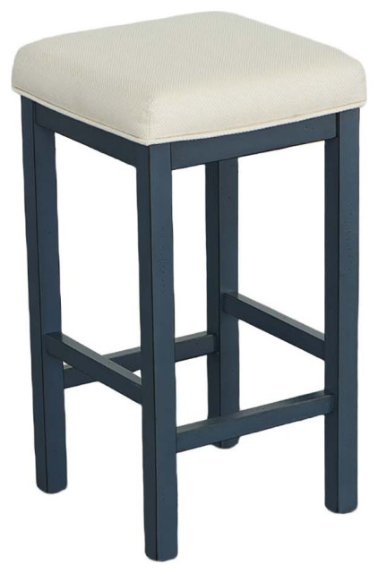 Irish Pub Set of 2 Upholstered Counter Stools In Denim Blue ...