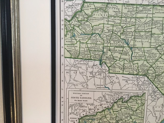 Original Vintage North Carolina Map, Framed, 1940s NC State Map ...