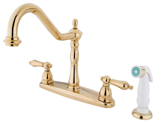 Heritage 8" Center Kitchen Faucet with Non-Metallic Sprayer ...